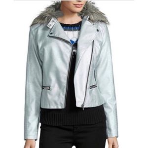 a.n.a | Jackets & Coats | Ana Faux Furcollar Moto Jacket Silver New S ...